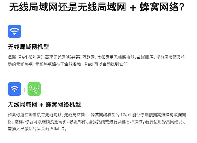 ipad无线局域网和蜂窝网络的区别截图
