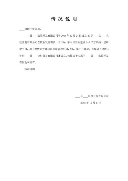 情况说明书范文