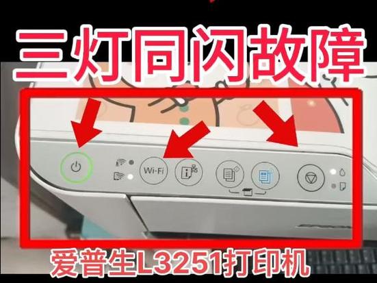爱普生打印机3个灯全闪怎么解决图标