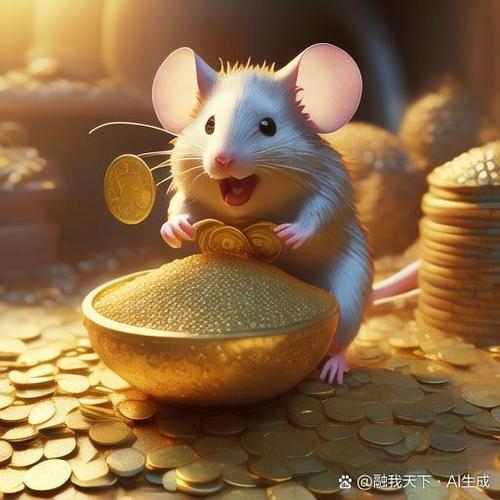 两只老鼠咬着铜钱寓意图标