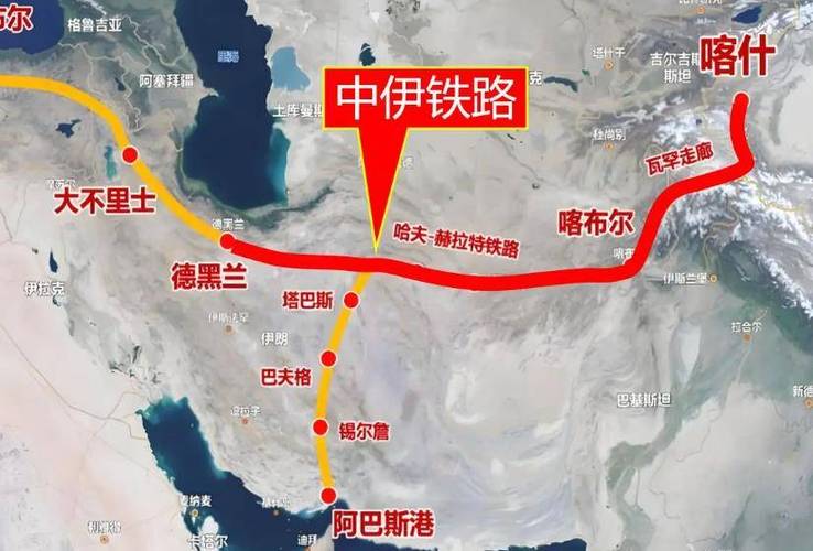 中国到伊朗的路线图标