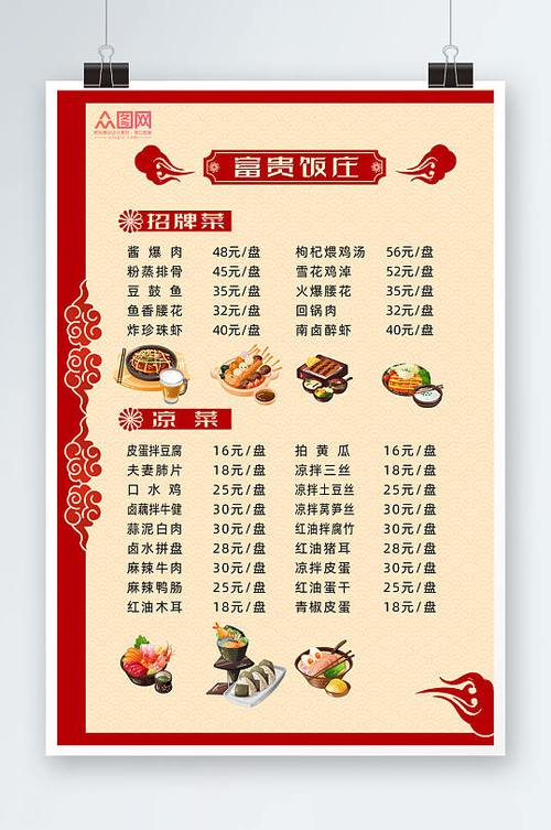 菜单拍摄价格表图标