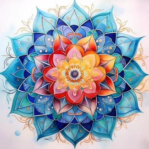 彩色线条装饰画(花朵)图标