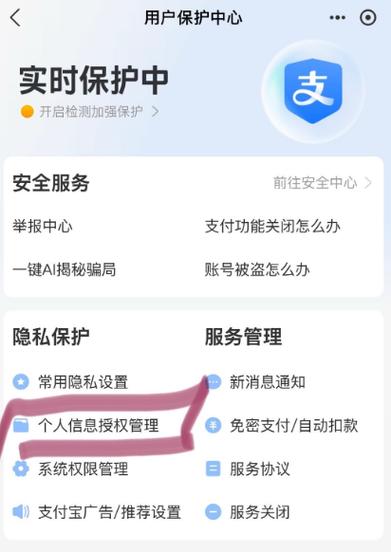 支付宝授权管理在哪里图标