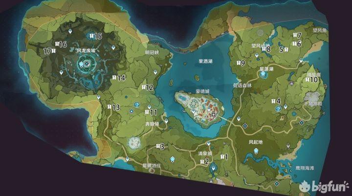原神蒙德15个限时挑战位置图标