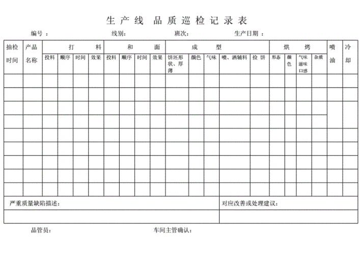 巡检记录表格范本截图
