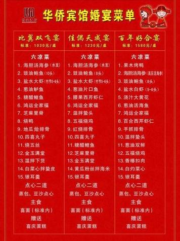 结婚席面菜单截图