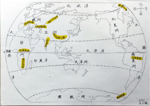 初一世界地图简笔画