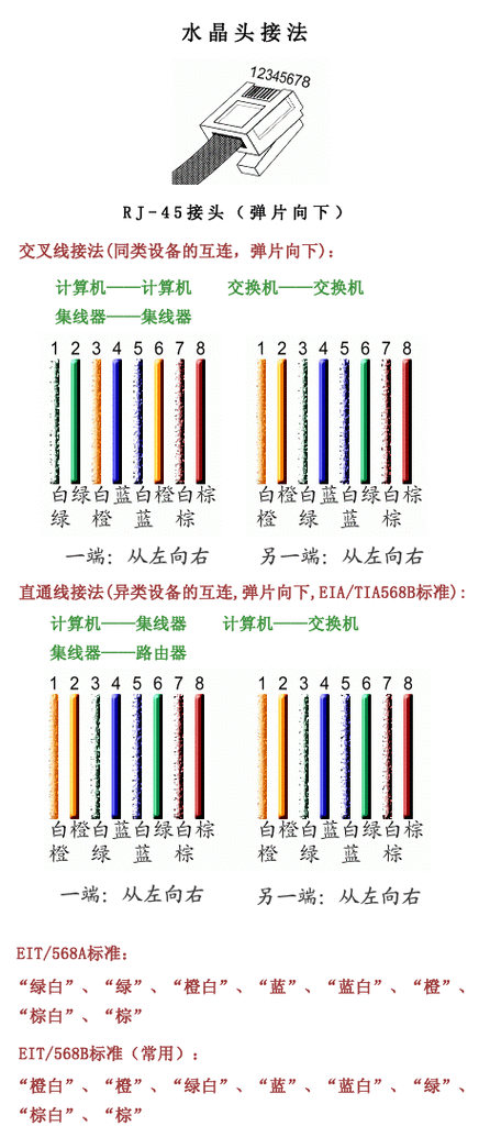 网线水晶头排线图片