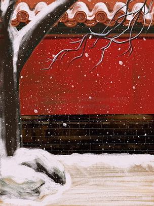 红墙白雪水彩画图标