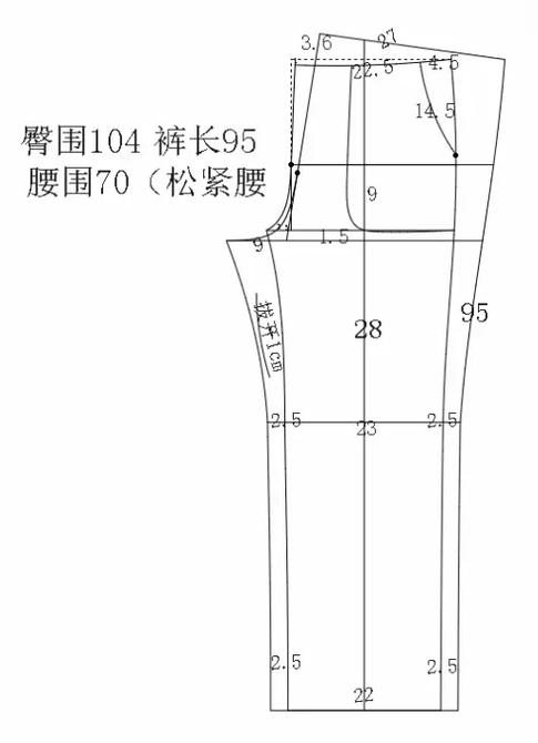 女弹力裤的制图与裁剪