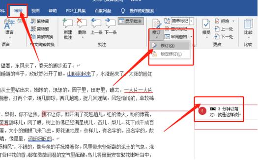 word一修改就出现批注图标
