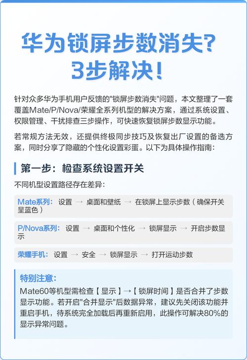 华为手机上的步数怎么显示不出来图标