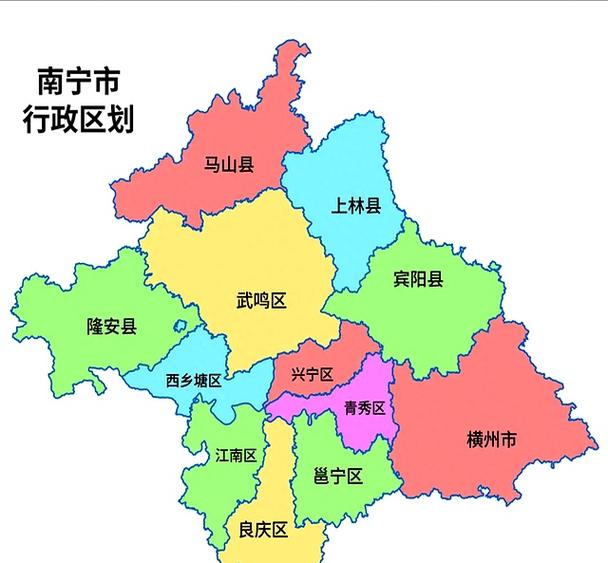 南宁市地图各个区分布图标