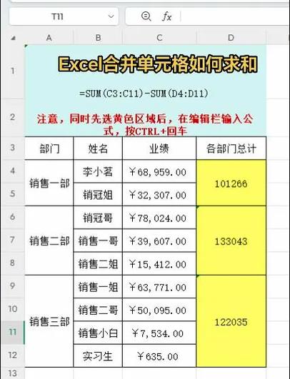 Excel对合并单元格求和的注意事项图标
