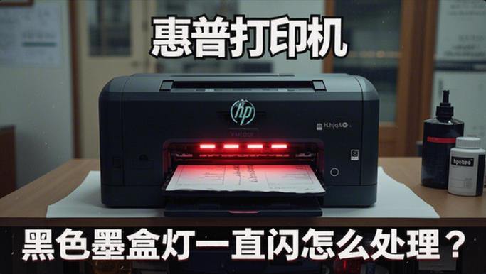 惠普打印机黑色墨盒灯一直闪图标