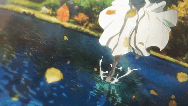 紫罗兰永恒花园撑伞飞湖动图截图