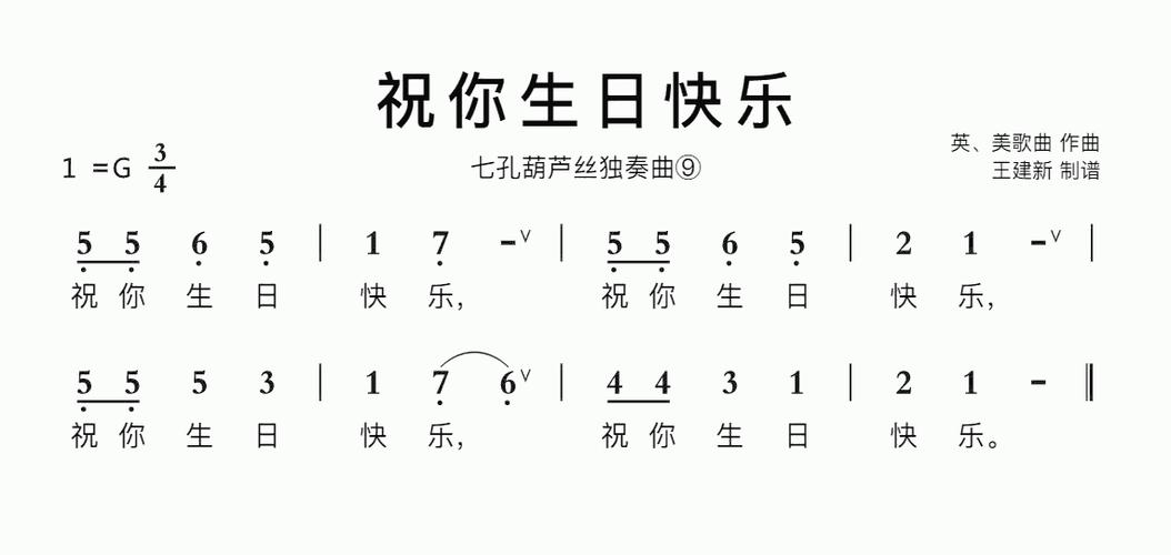 生日快乐葫芦丝曲谱图标
