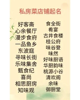 私房菜好听稀少的名字截图