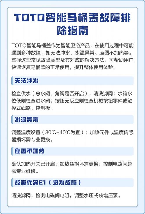 toto智能马桶盖常见故障截图