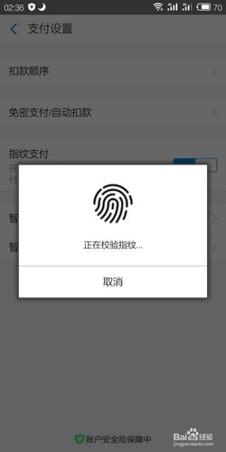 支付宝开启指纹支付图标