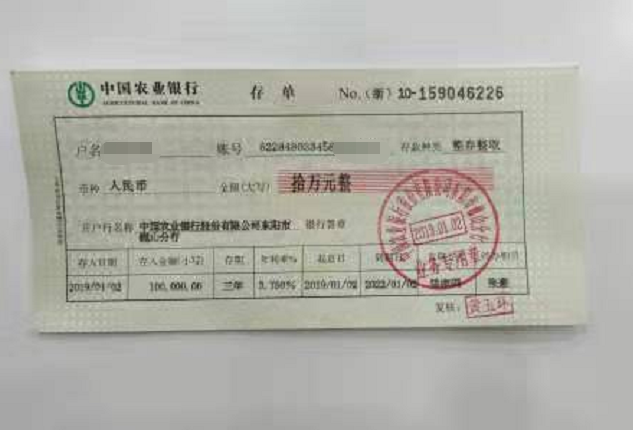 10万元存单图片截图
