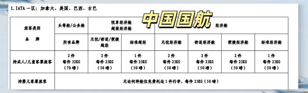 中国国航行李托运规定图标