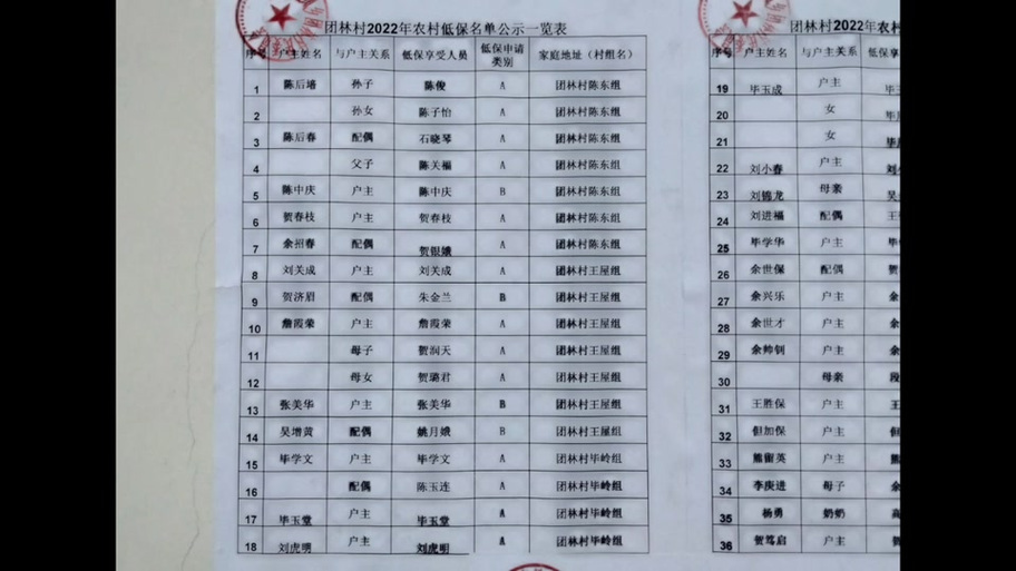 各村低保户查询表图标