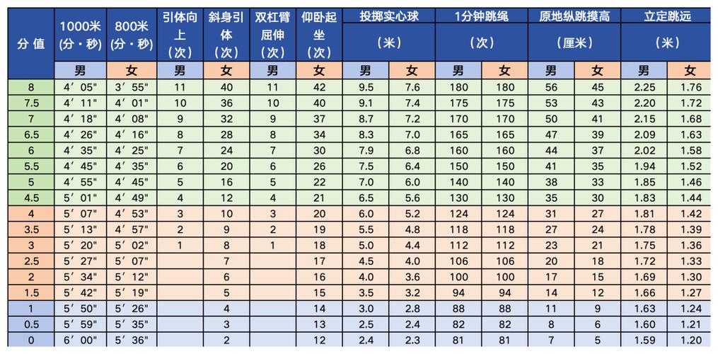 初二体测评分标准(2026)图标