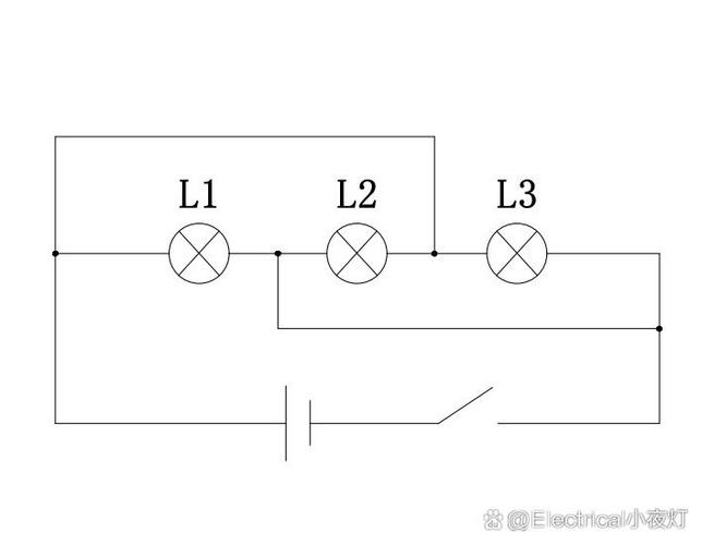 3个灯串联连接图一个开关图标