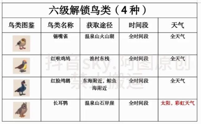 心动小镇观鸟图鉴位置大全截图