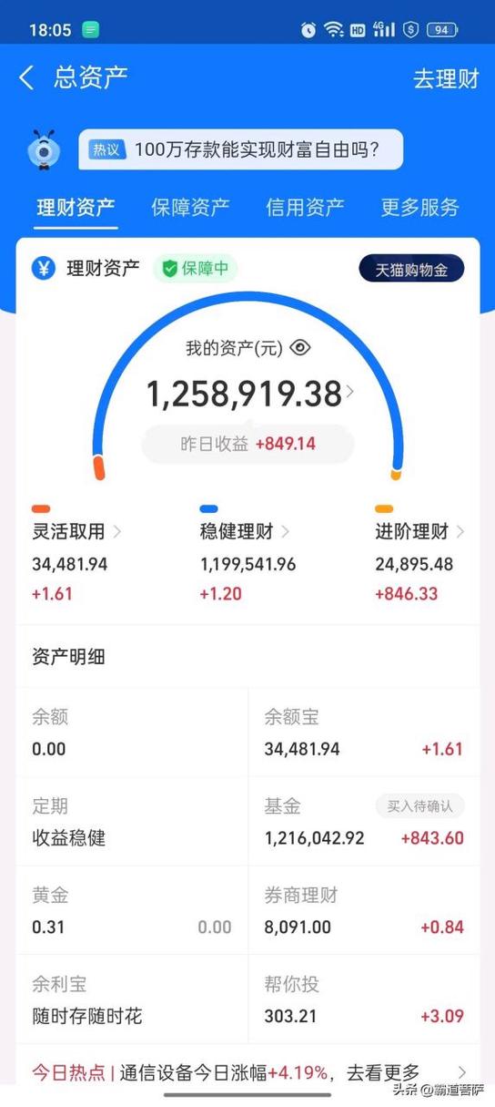 一百万理财一年赚多少截图