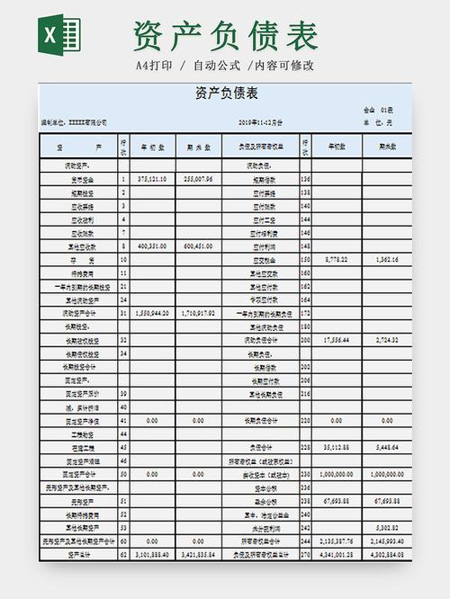 资产负债表电子版空白模板图标