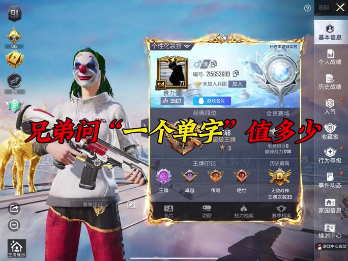 和平精英单字id值多少图标