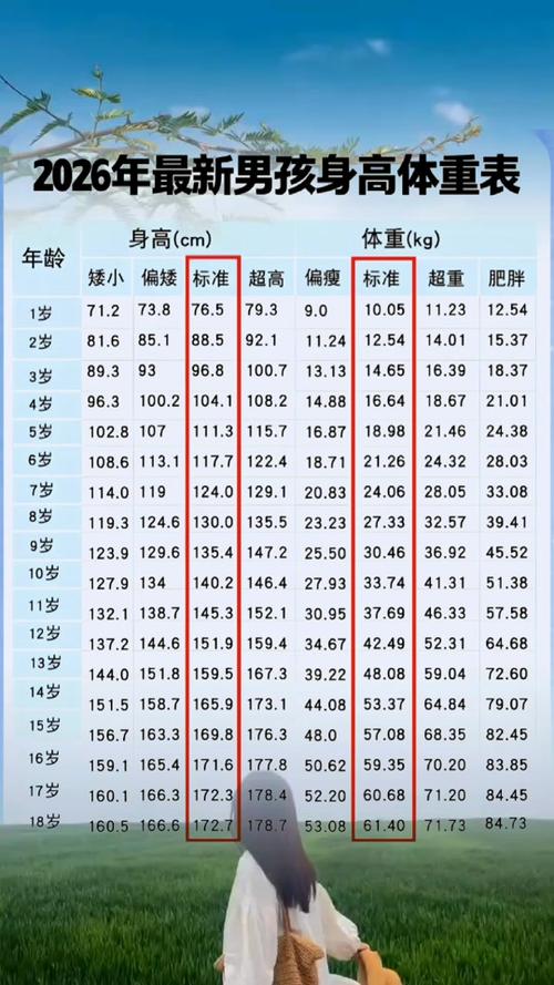 男孩身高标准对照表图标