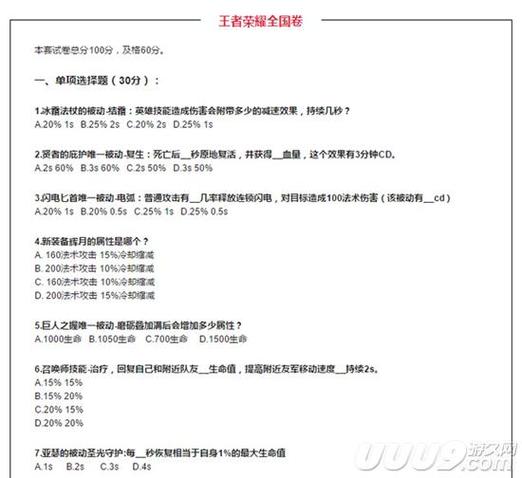 王者荣耀安全答题10题答案图标