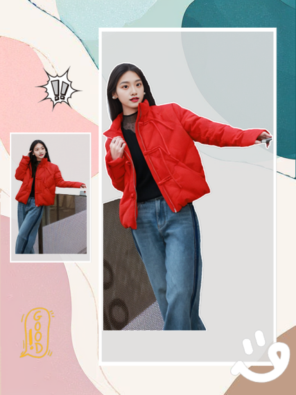 红色羽绒服最佳内搭颜色