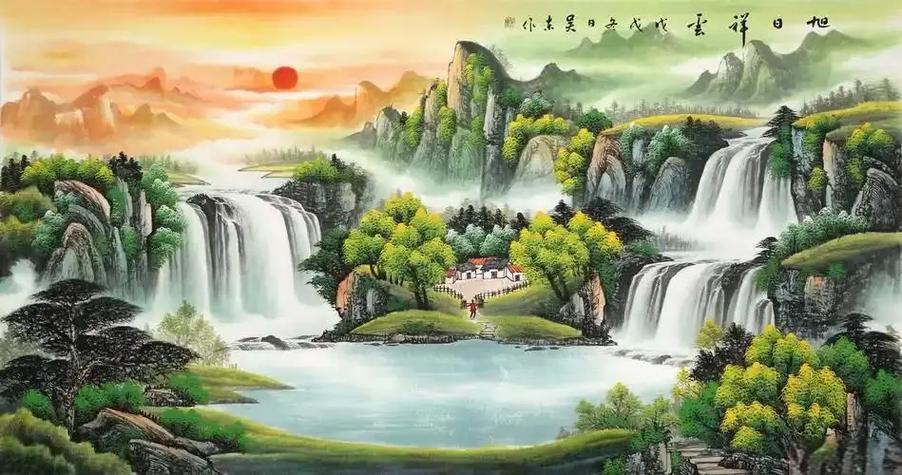 聚宝盆山水画高清大图截图