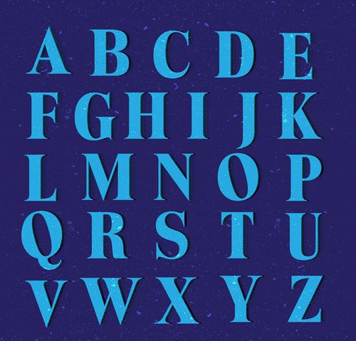 26个蓝色英文字母复制图标