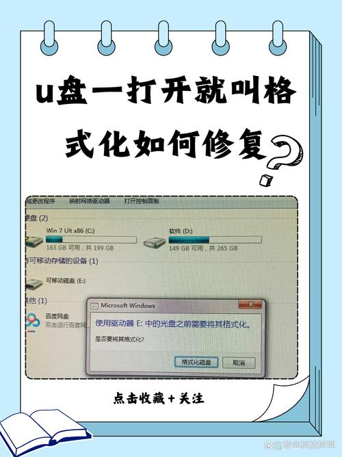 u盘一打开就叫格式化如何修复截图