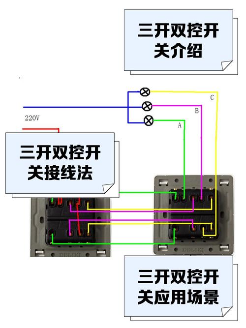 卫生间三开开关接线图图标