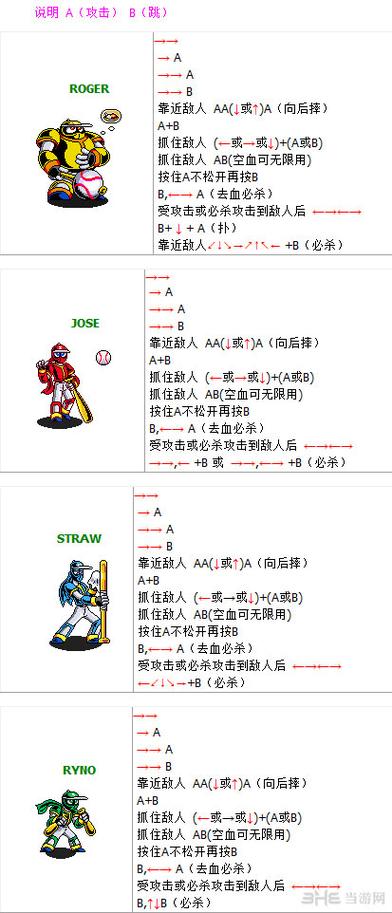 忍者棒球小必杀出招表