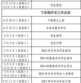 2024年大一开学时间