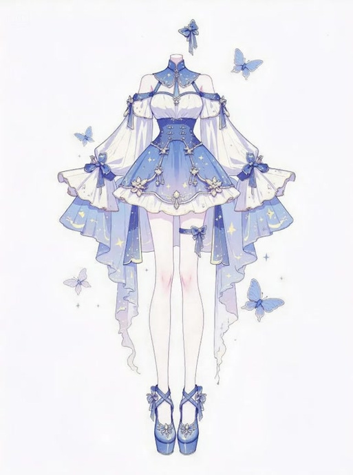 长发二次元少女全身oc素材图标