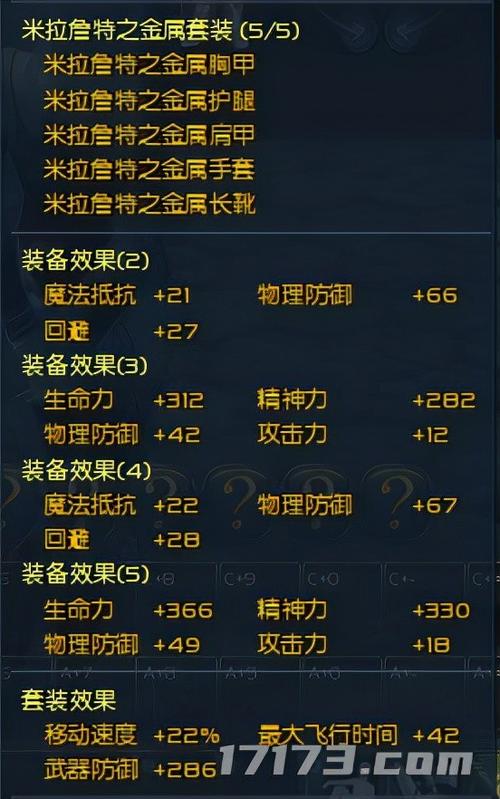 永恒之塔怀旧服1.5版本套装属性怎么截图