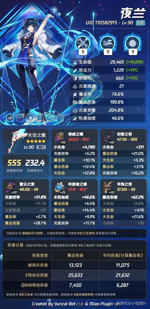 夜兰毕业面板