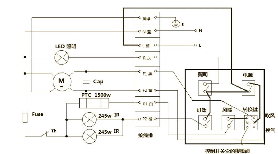 奥普浴霸接线图图标