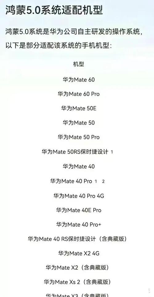 鸿蒙5.0适配机型名单图标