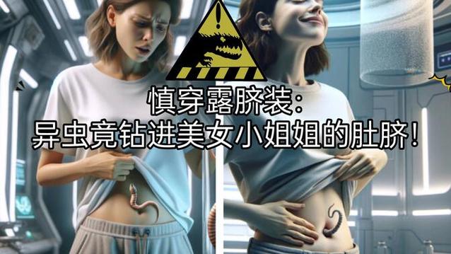 虫子钻进女子肚脐眼图标