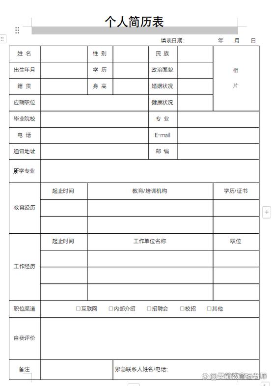 电子简历模板手机版免费